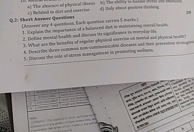 Q2 Short Answer Questions (Answer any 4 | StudyX