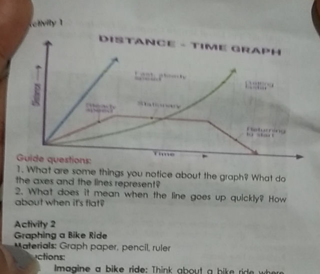 DISTANCE - TIME GRAPH Guide questions 1 What | StudyX