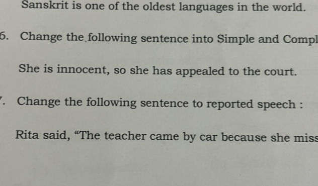 6 Change the following sentence into Simple