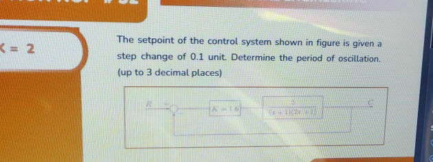 The setpoint of the control system shown in | StudyX