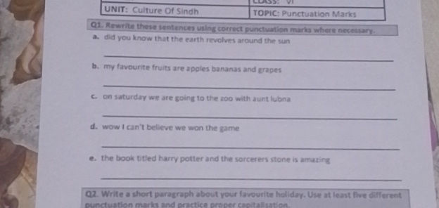 Q1 Rewrite these sentences using correct | StudyX