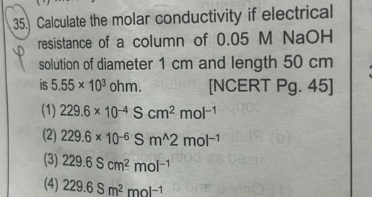 35 Calculate the molar conductivity if | StudyX