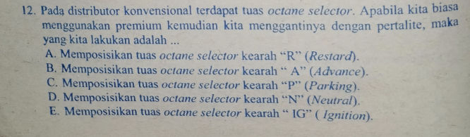 12 Pada distributor konvensional terdapat | StudyX