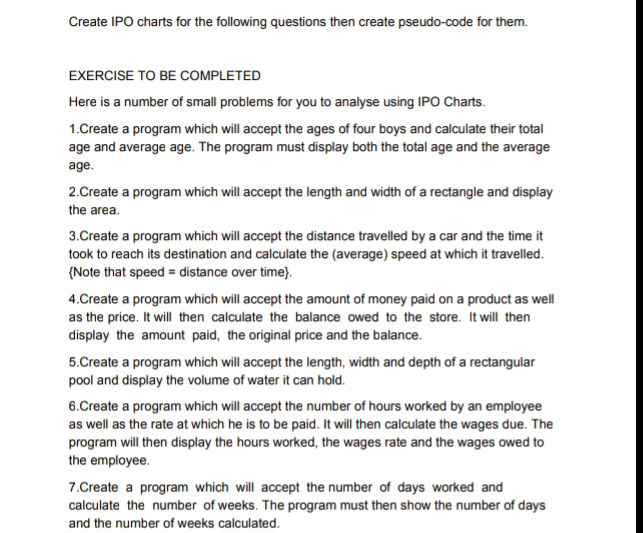 Create IPO charts for the following | StudyX