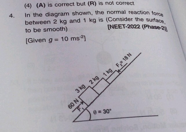 4 In the diagram shown the normal reaction | StudyX