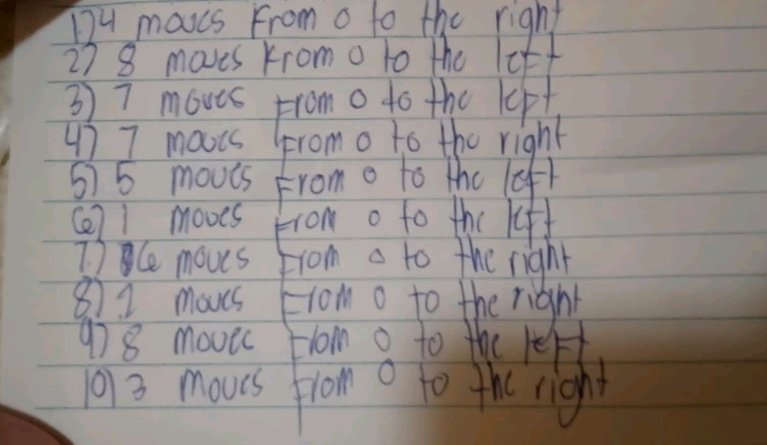 1) 4 moves From o to the right 2) 8 moves | StudyX