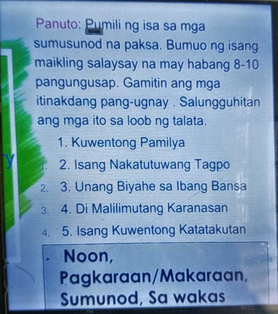 Panuto Pumili ng isa sa mga sumusunod na | StudyX