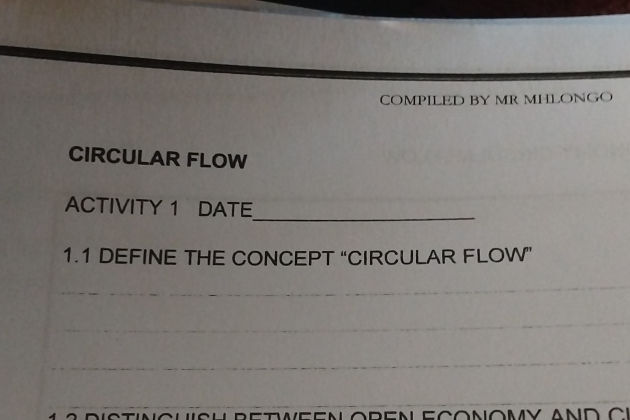 CIRCULAR FLOW ACTIVITY 1 DATE 11 DEFINE THE | StudyX