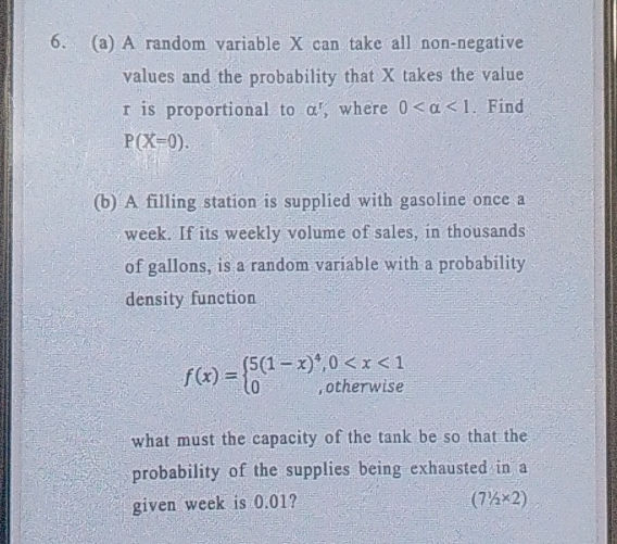 6 (a) A random variable X can take all | StudyX