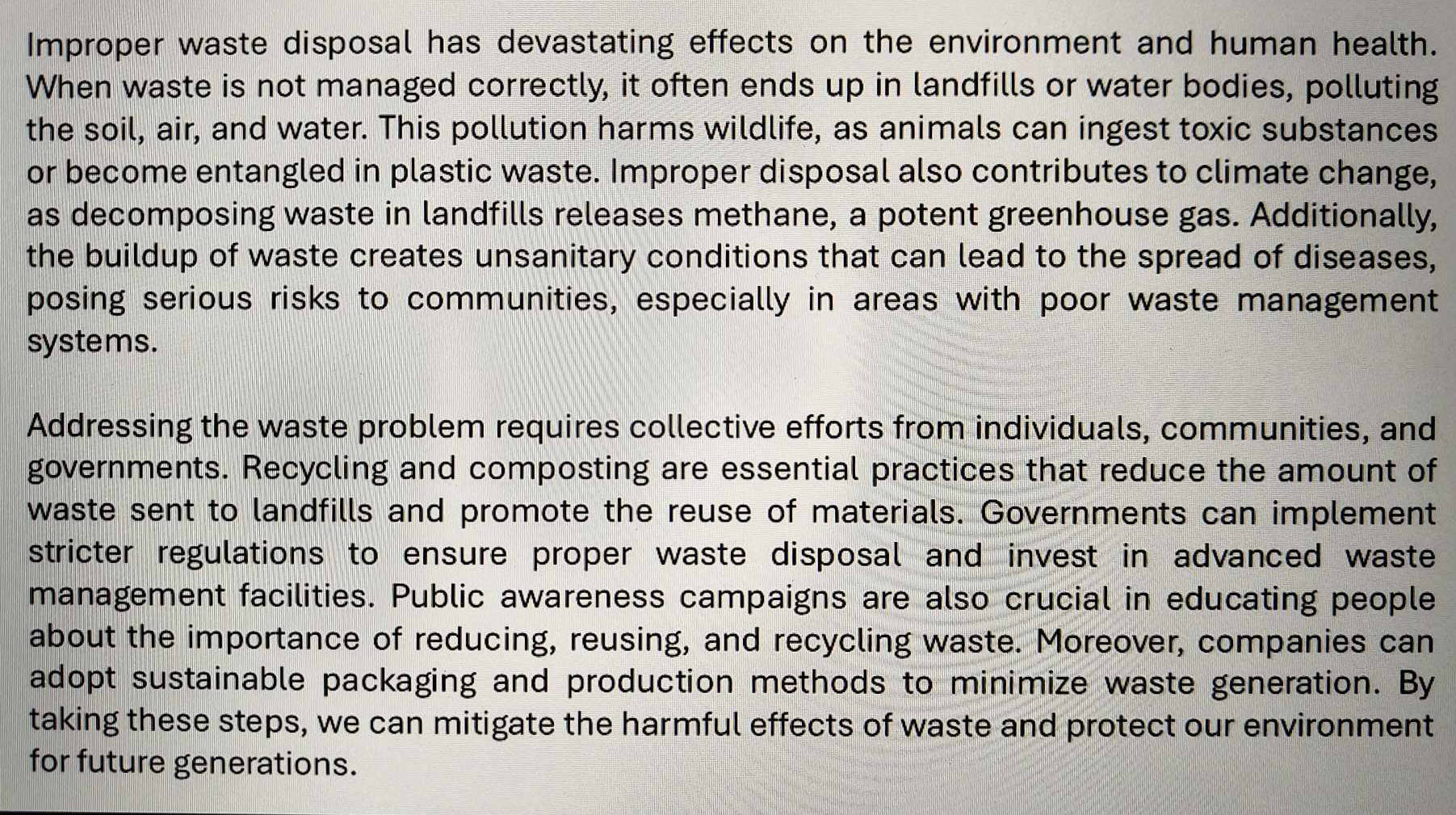 Improper waste disposal has devastating | StudyX