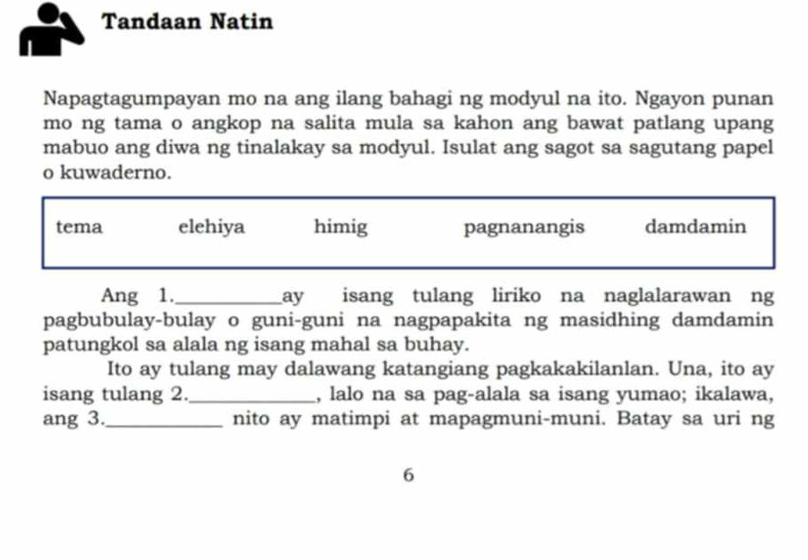 Tandaan Natin Napagtagumpayan mo na ang | StudyX