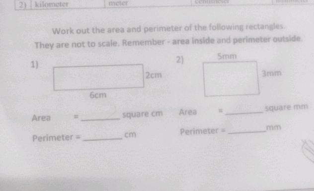 Work out the area and perimeter of the | StudyX