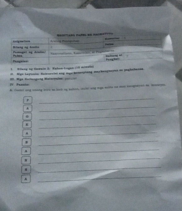 Asignatura Bilang ng Aralin Pamagat ng | StudyX