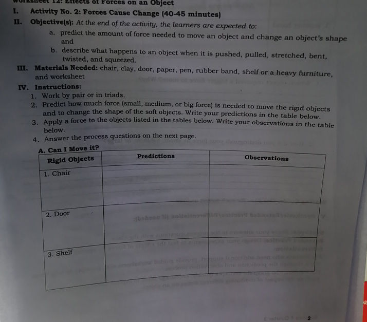 I Activity No 2 Forces Cause Change (40-45 | StudyX
