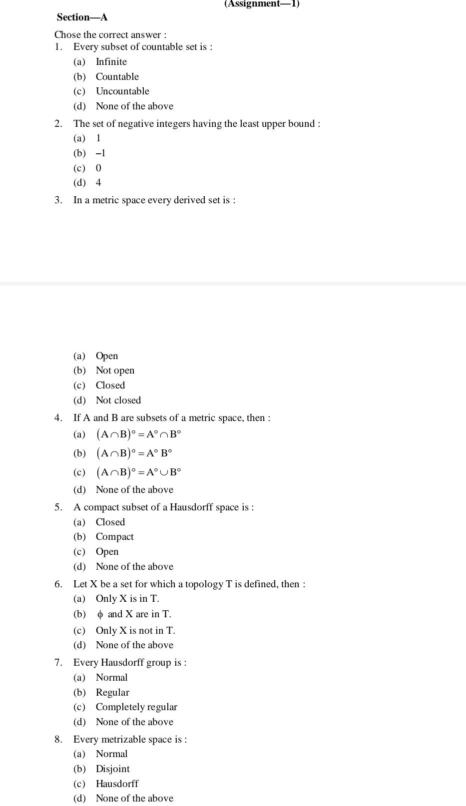 Section-A Choose the correct answer 1 Every | StudyX