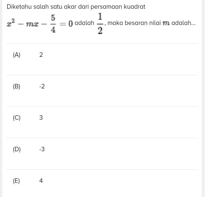 Diketahui salah satu akar dari persamaan | StudyX