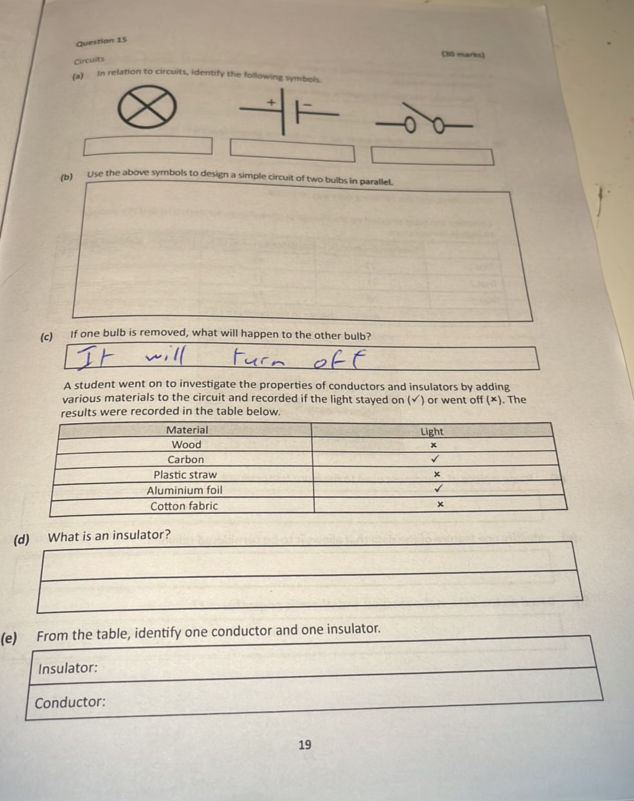 Question 15 Circuits (a) In relation to | StudyX