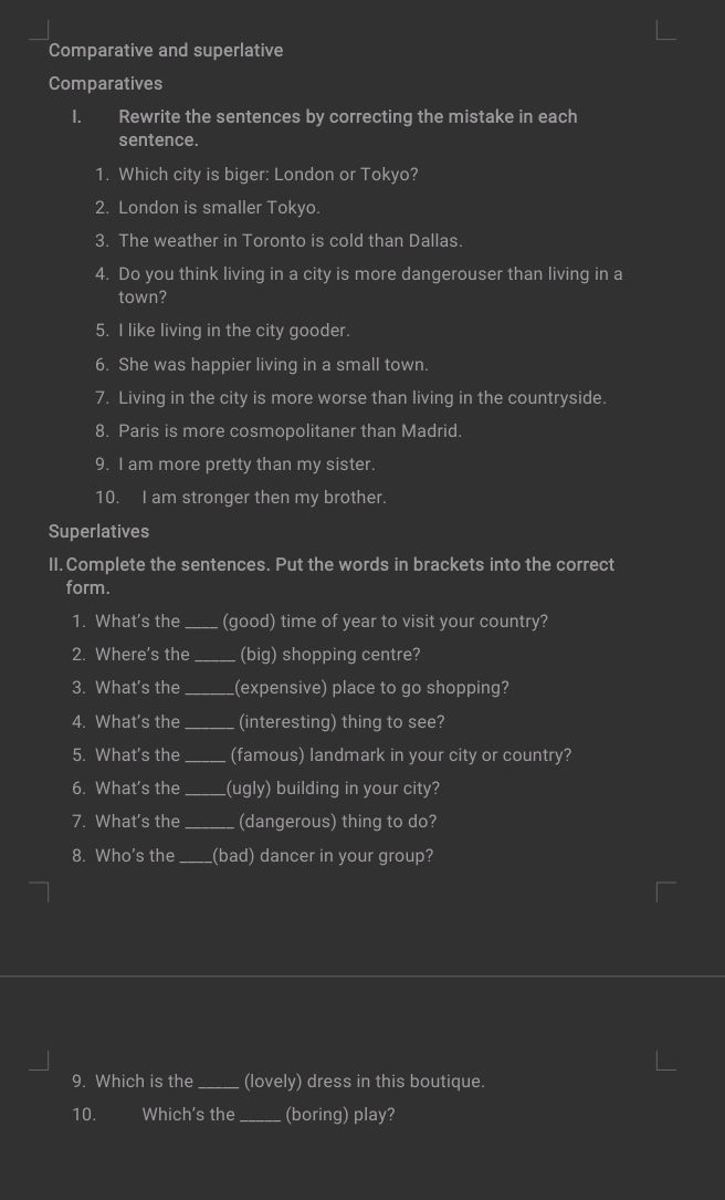 Comparative and superlative Comparatives I | StudyX