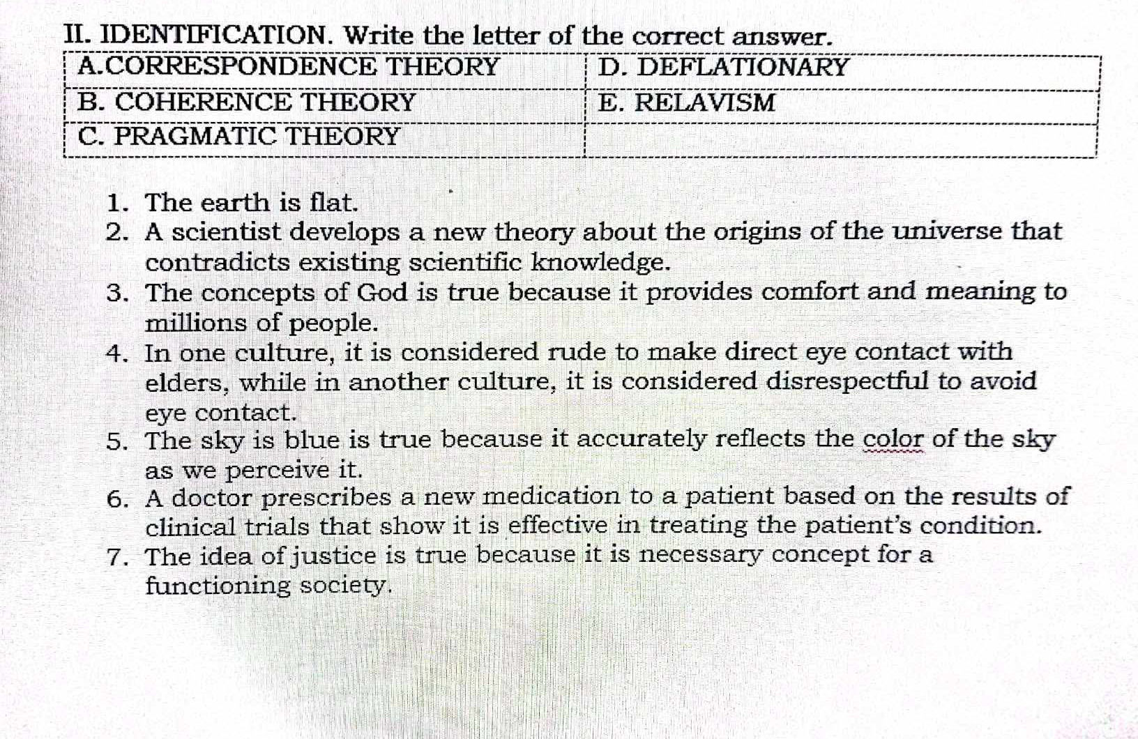 II IDENTIFICATION Write the letter of the | StudyX