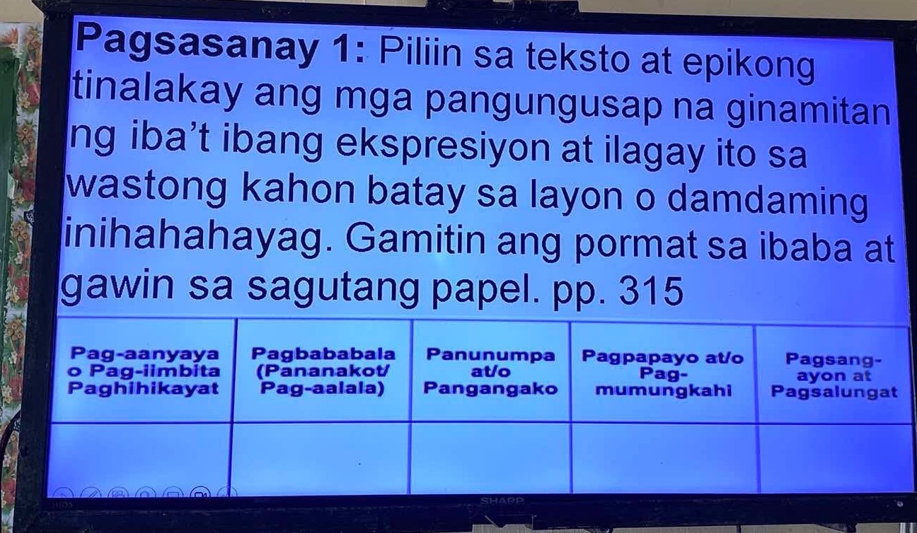 Pagsasanay 1 Piliin sa teksto at epikong | StudyX