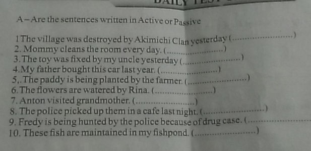 A-Are the sentences written in Active or | StudyX