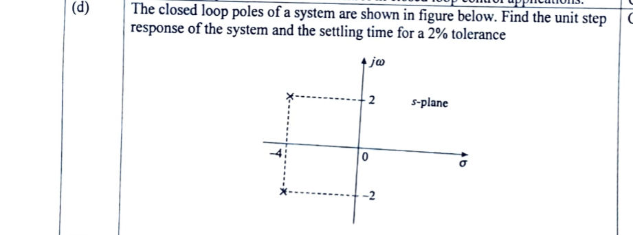 (d) The closed loop poles of a system are | StudyX