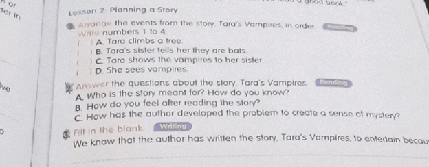 Lesson 2 Planning a Story Arrange the events | StudyX