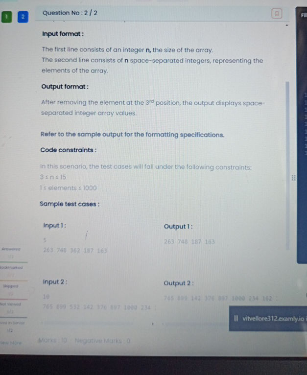 Question No 2/2 Input format The first line | StudyX
