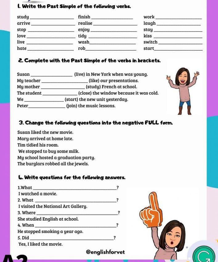 1 Write the Past Simple of the following | StudyX
