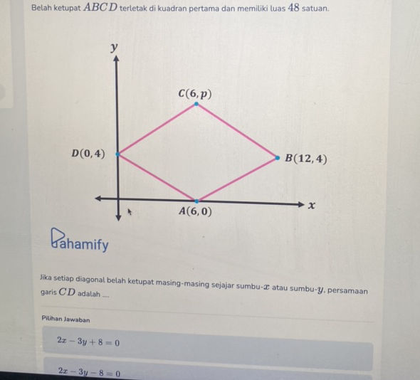 Belah ketupat ABCD terletak di kuadran | StudyX