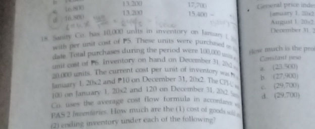 18 Sanity Co has 10000 units in inventory on | StudyX