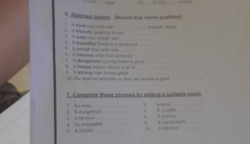 6 Abstract nouns (Nouns that name qualities) | StudyX