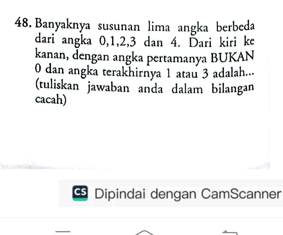 48 Banyaknya susunan lima angka berbeda dari | StudyX