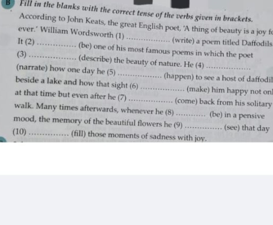 B Fill in the blanks with the correct tense | StudyX