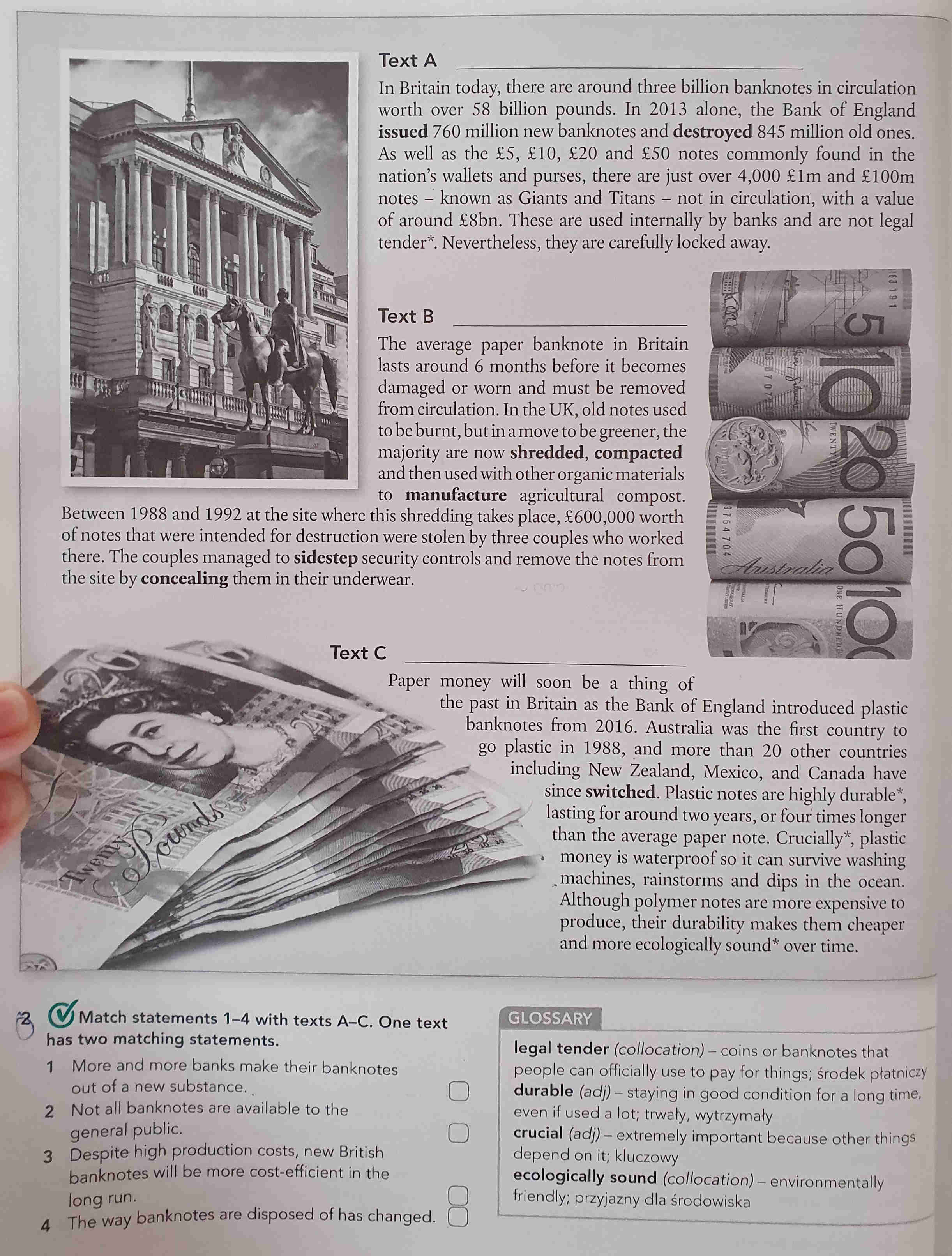 Match statements 1-4 with texts A-C One text | StudyX