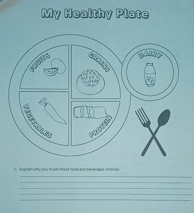 My Healthy Plate FRUITS VEGETABLES GRAINS | StudyX