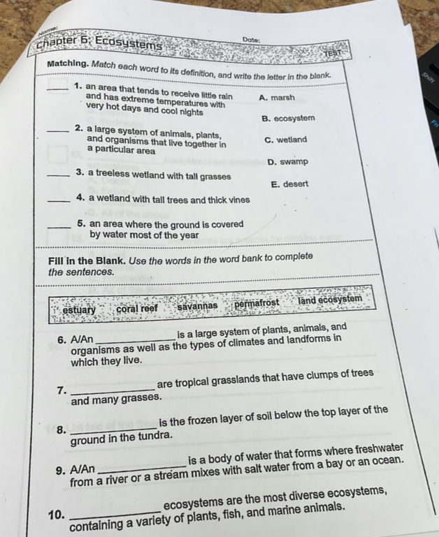 Matching Match each word to its definition | StudyX