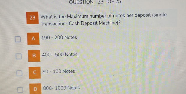 What is the Maximum number of notes per