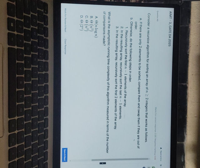 Consider a recursive algorithm for sorting | StudyX
