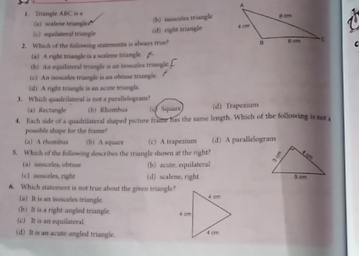 1 Triangle ABC is a (a) scalene triangle (c) | StudyX