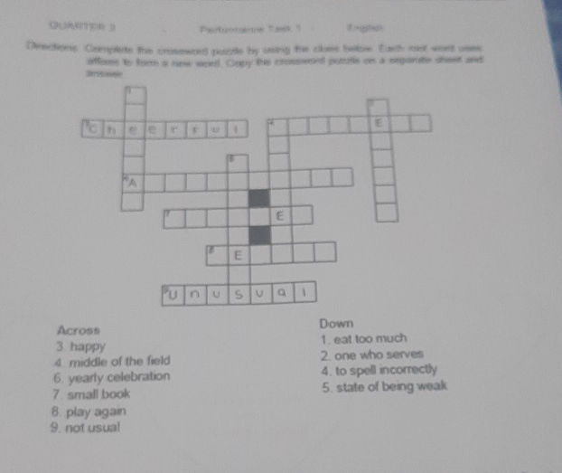 Directions Complete the crossword puzzle by | StudyX