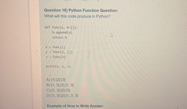 Question 18) Python Function Question What