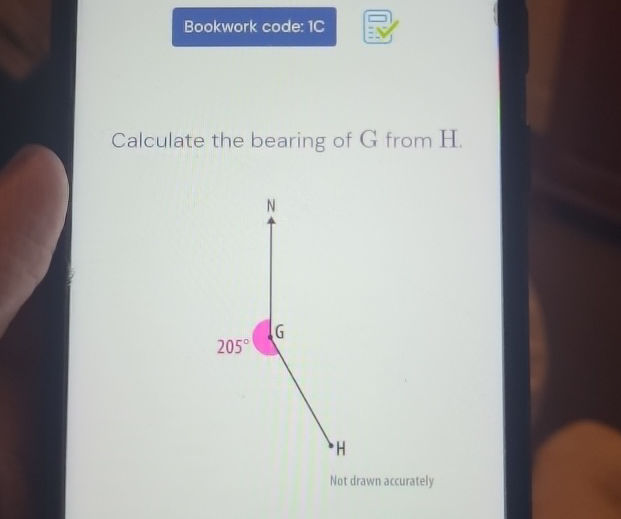 Calculate the bearing of G from H