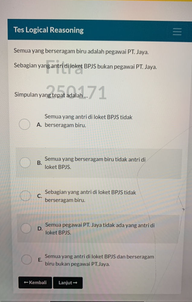 Tes Logical Reasoning Semua yang berseragam