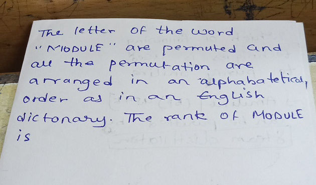 The letter of the word MODULE are permuted | StudyX