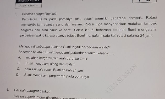 Bacalah paragraf berikut Perputaran Bumi | StudyX