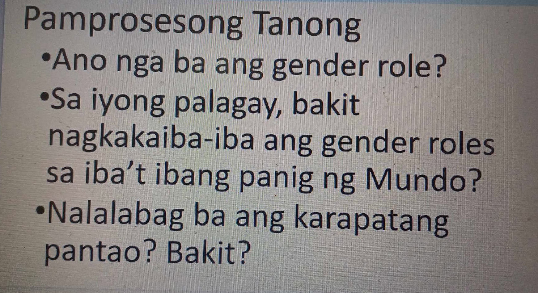 Pamprosesong Tanong Ano nga ba ang gender | StudyX