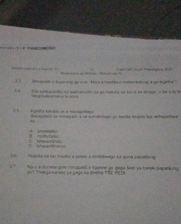 33 Mmapati o upa eng ge a re Mars e hwetwa
