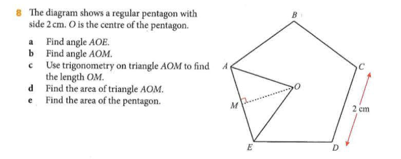 The diagram shows a regular pentagon with | StudyX