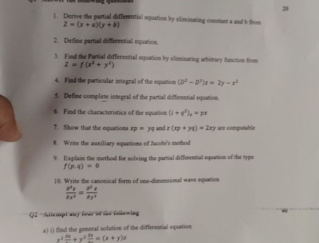 1 Derive the partial differential equation | StudyX